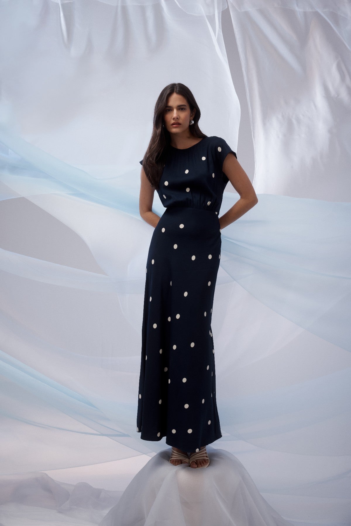 Muse Dress - Navy Spot – Cable Melbourne